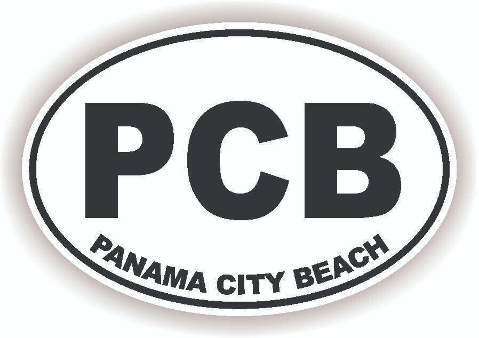Panama City Beach Florida PCB Oval Bumper Sticker Helmet Sticker Euro ...