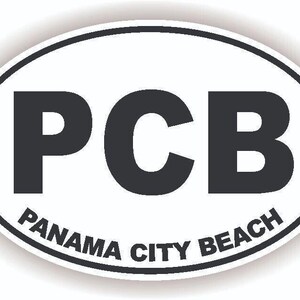 Panama City Beach Florida PCB Oval Bumper Sticker Helmet Sticker Euro ...