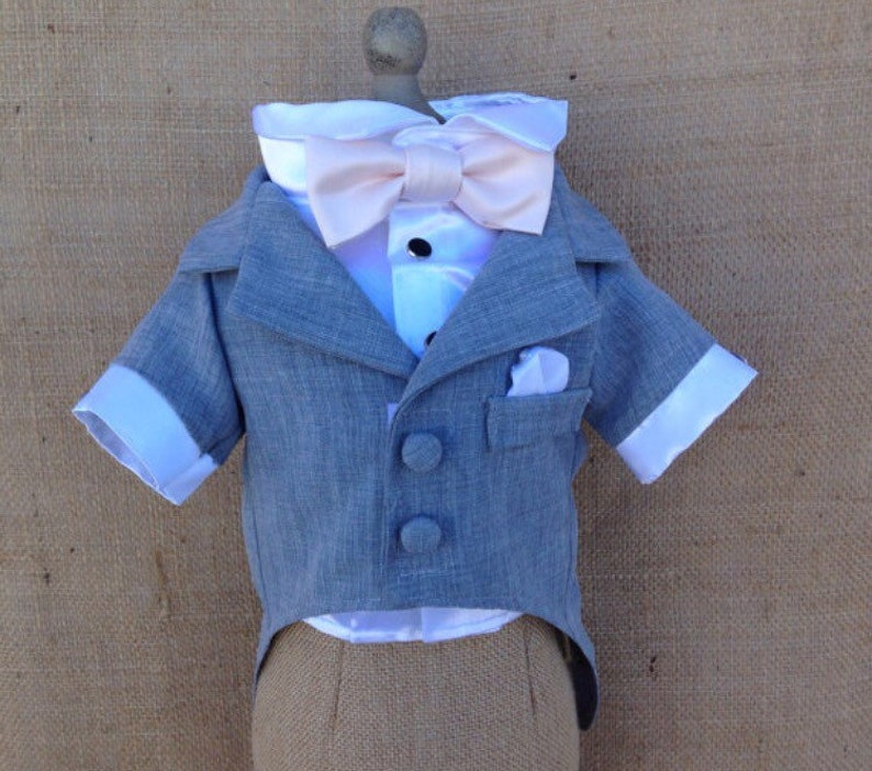 Grey Dog Tuxedo and Satin Shirt (custom Tuxedo and Bow Colors Available ...