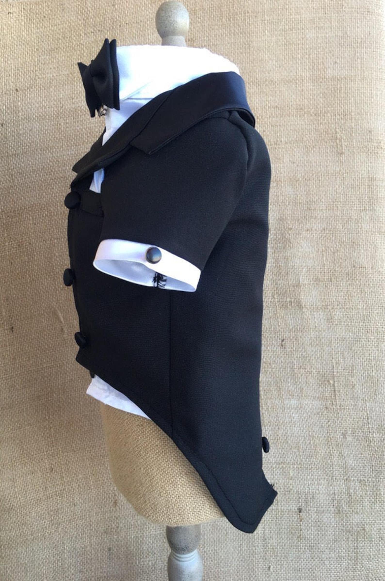 2 Piece Black Wedding Dog Tuxedo Jacket and White Satin Shirt (custom ...