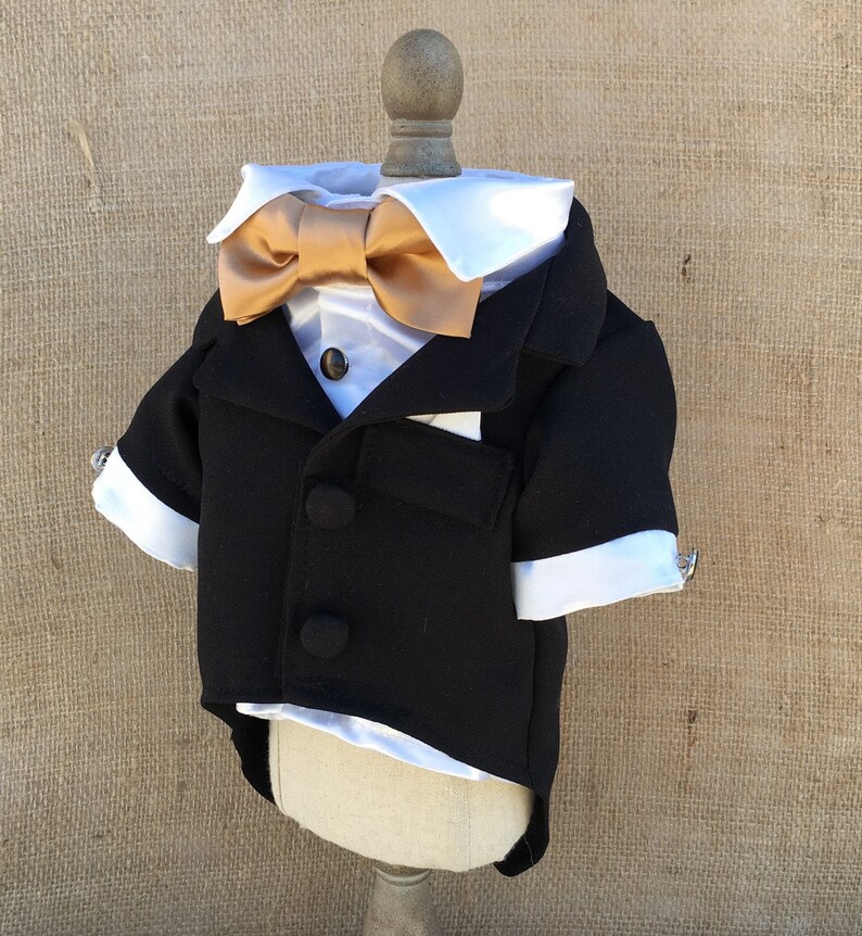 2 Piece Black Wedding Dog Tuxedo Jacket and White Satin Shirt (custom ...