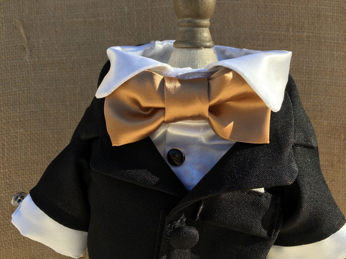 2 Piece Black Wedding Dog Tuxedo Jacket and White Satin Shirt (custom ...