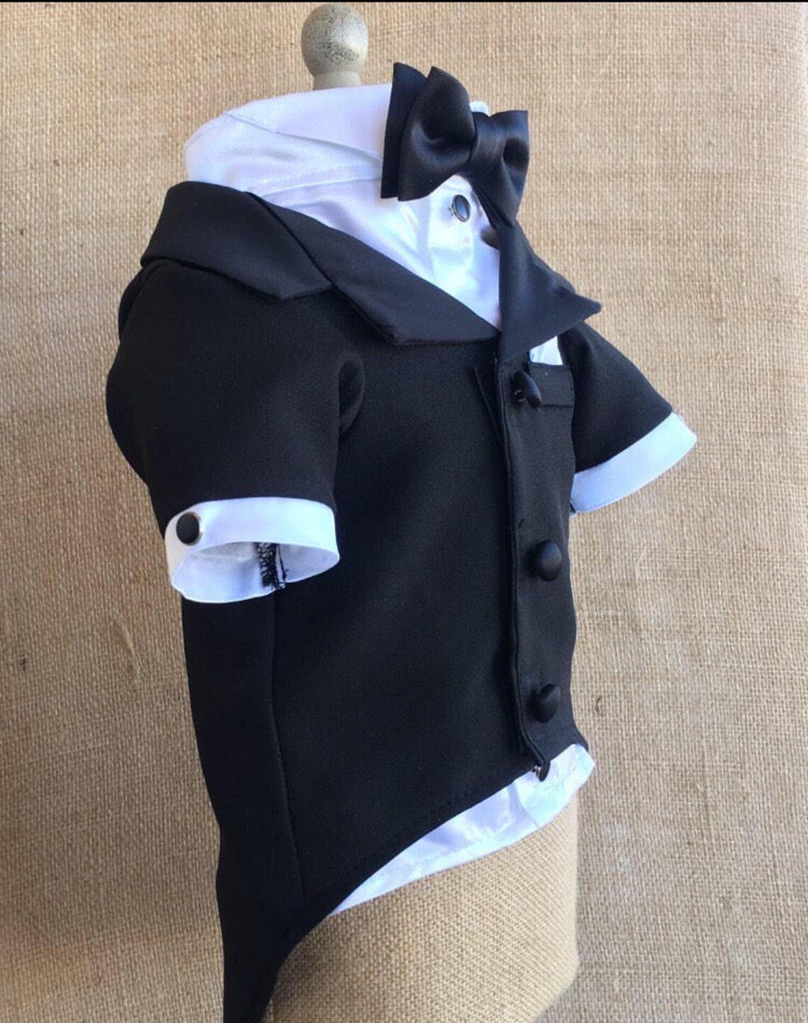 2 Piece Black Wedding Dog Tuxedo Jacket and White Satin Shirt (custom ...