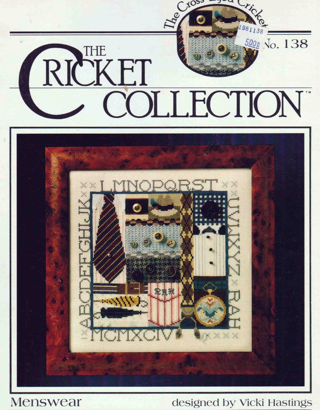 The Cricket Collection MENSWEAR Cross Stitch Leaflet VICKI HASTINGS ...