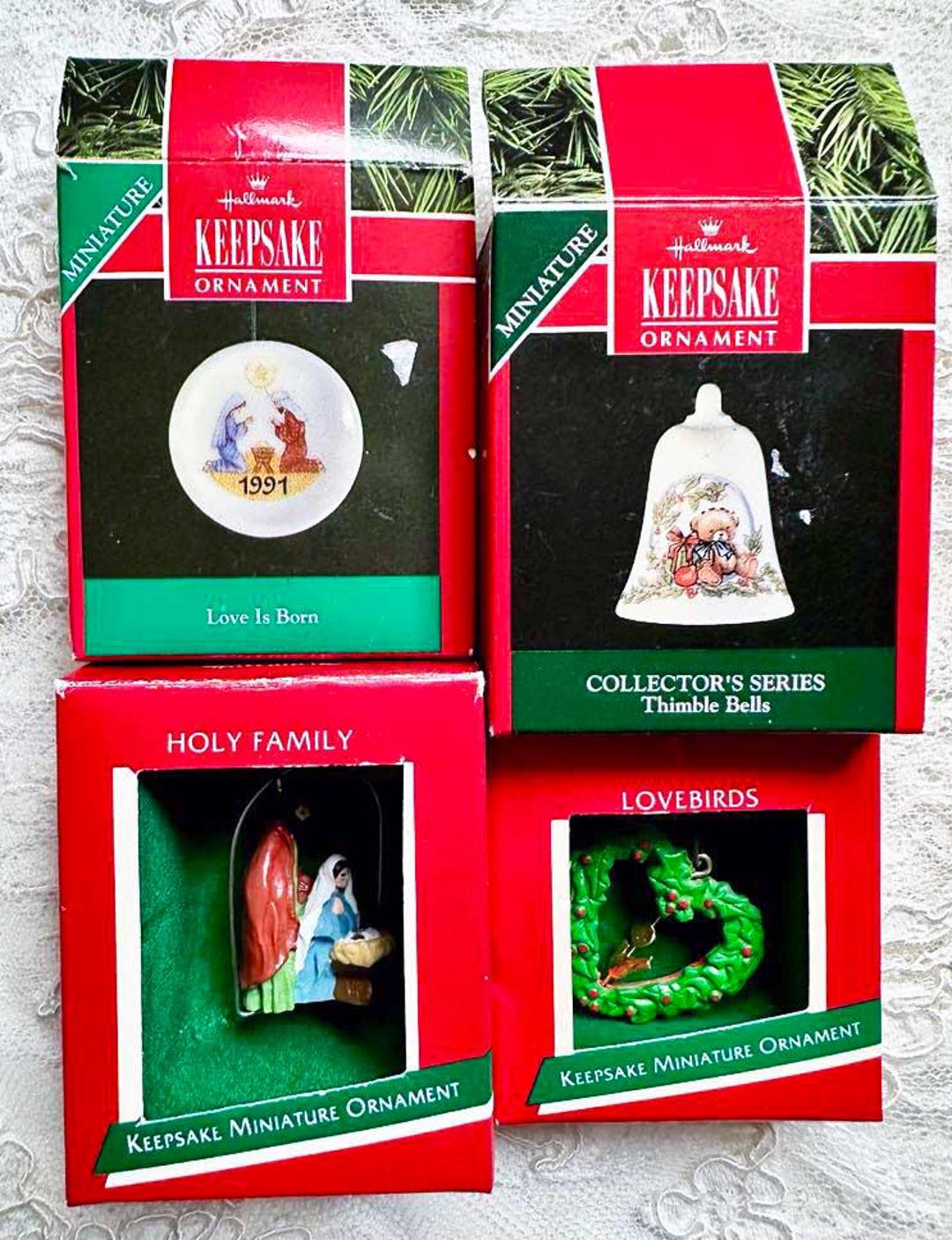 4 NATIVITY THIMBLE BELL Hallmark Christmas Ornament Miniature Items in ...