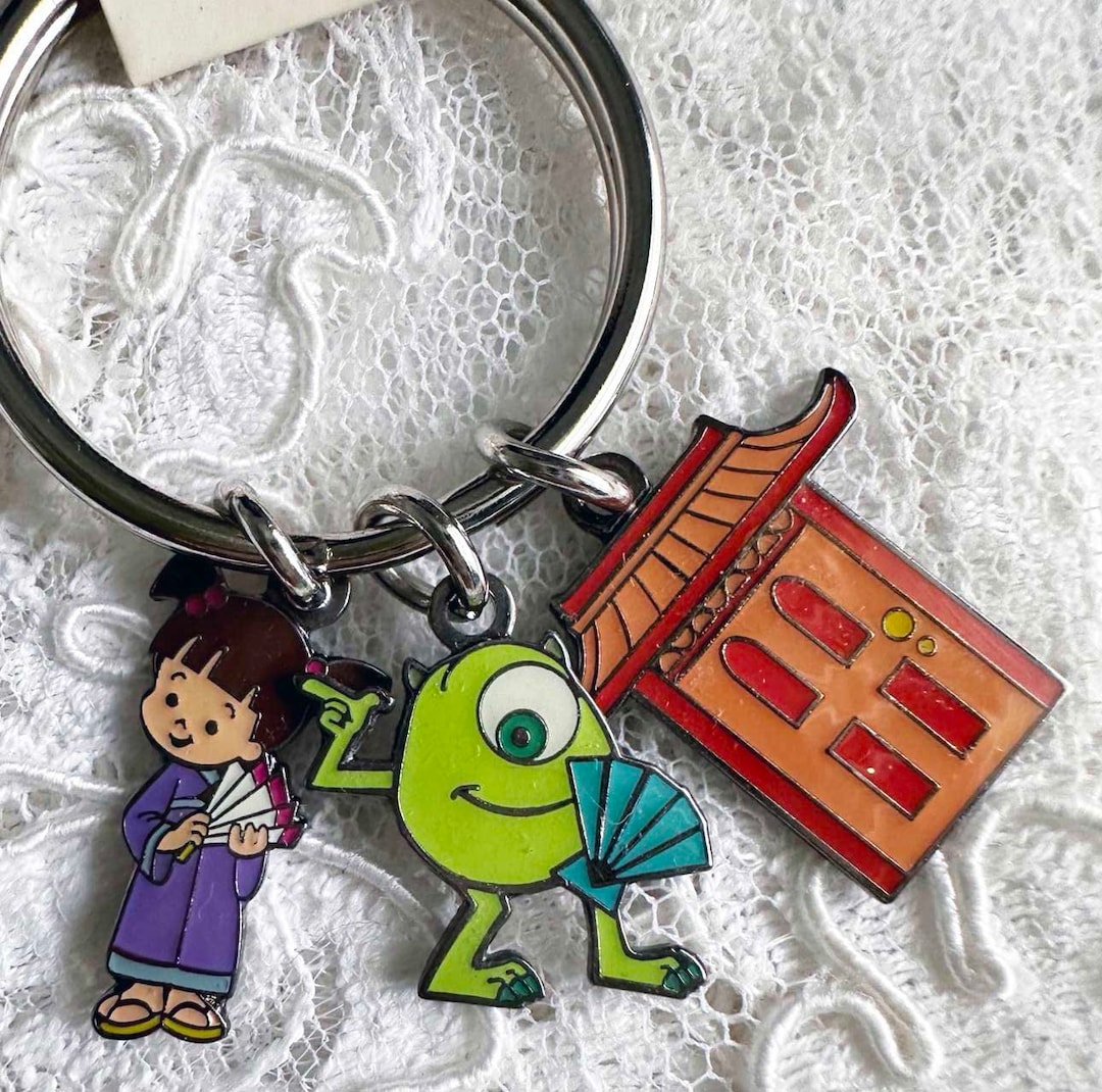 VINTAGE DISNEY STORE Monsters Inc Quality Metal Key Ring With 3 Metal ...