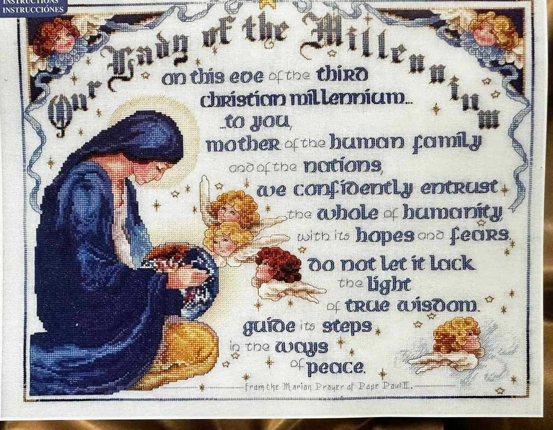 Our LADY of MILLENNIUM ANGELS Counted Cross Stitch Kit Janlynn Third ...