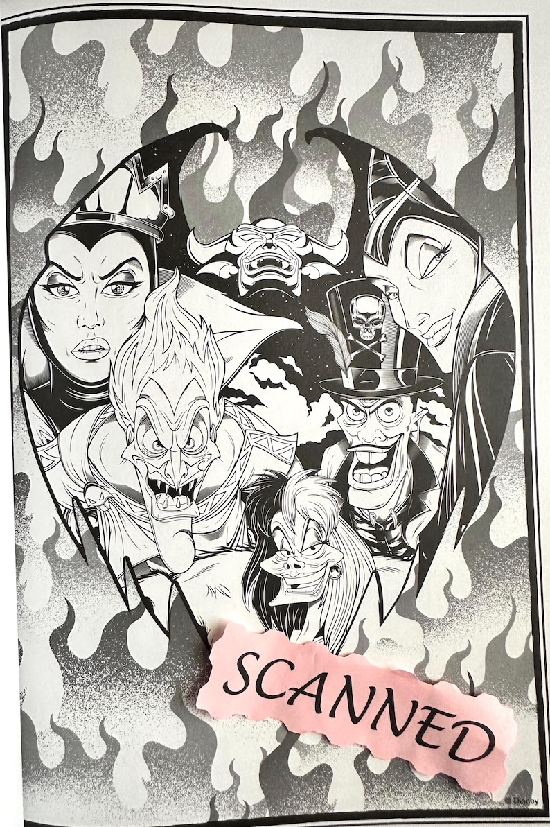 DISNEY VILLAINS ADVANCED Coloring Book White Quality Paper Maleficent ...