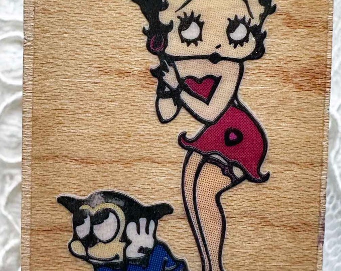 1990 BETTY BOOP & DOG Wood Rubber Mounted Stamp Called Betty Boop Be ...