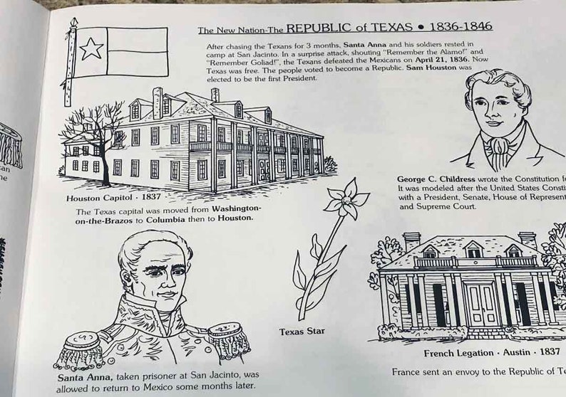1974 TEXAS HISTORY COLORING Picture Book Soft Cover Indians Tonkawa ...