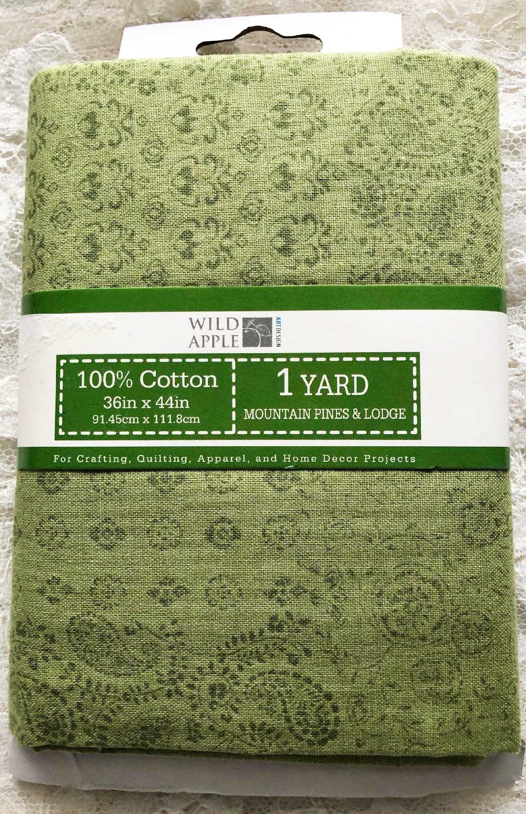 WILD APPLE GREEN 100% Prepackaged Quilting Sewing Fabric 1 Yard 36" X ...