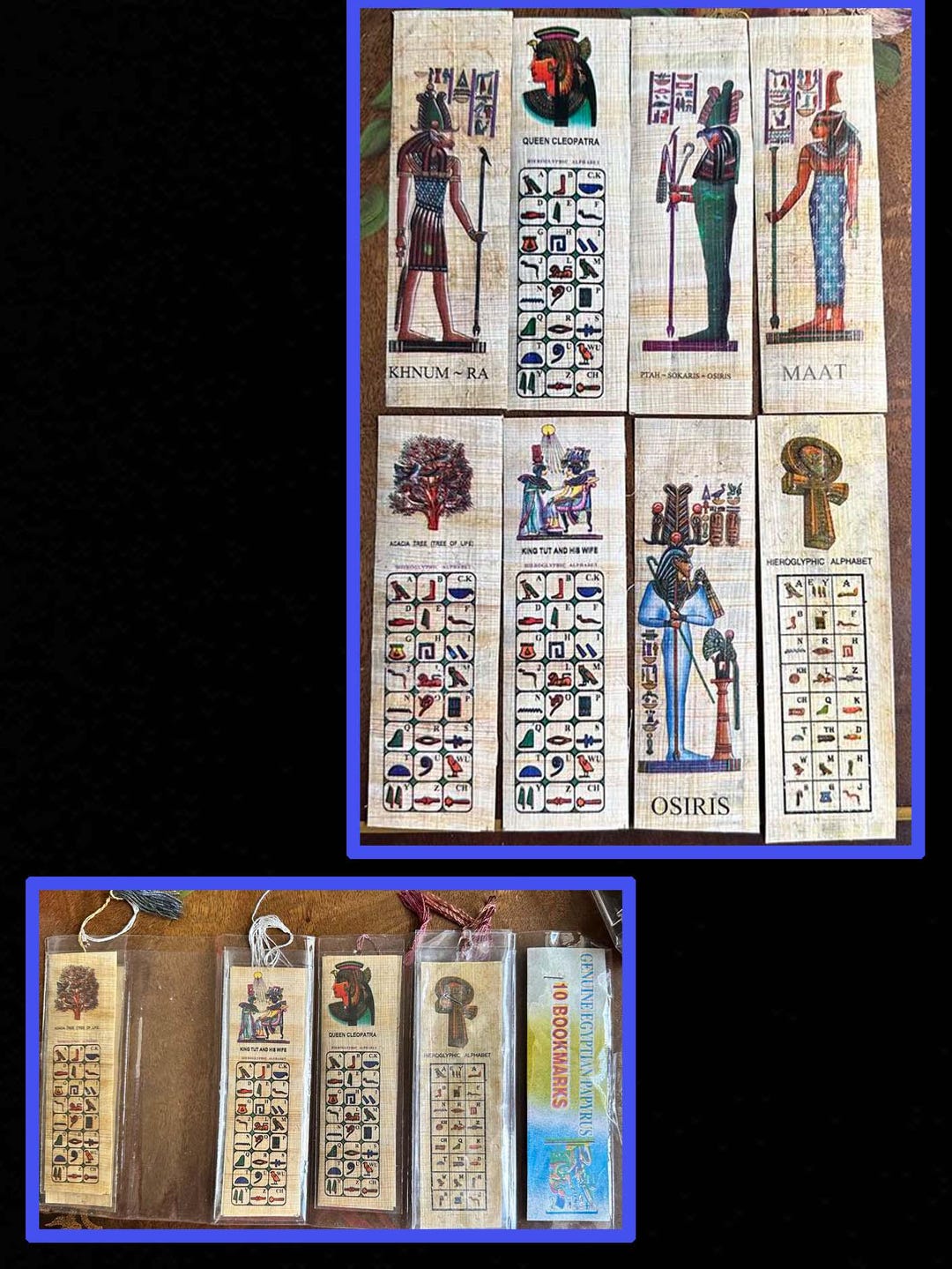 GENUINE EGYPTIAN PAPYRUS Paper Bookmarks Set of Eight 8 Great for ...