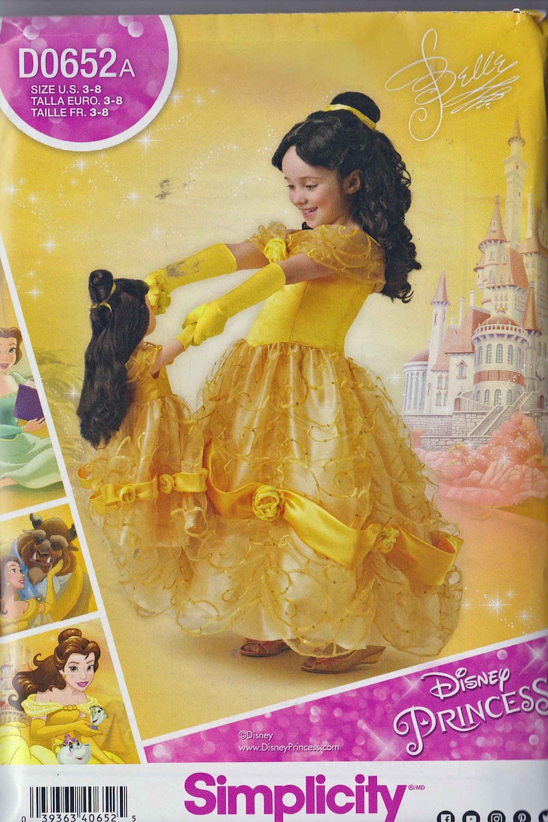 Disney Simplicity BEAUTY and the BEAST Sewing PATTERN Girl Size 3 - 8 ...