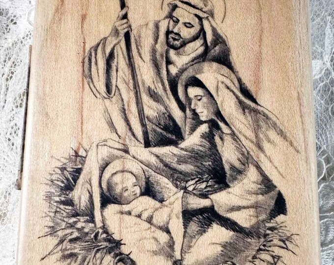 NATIVITY WOOD RUBBER Stamp for Scrapbooking, Card Making, Rubber ...