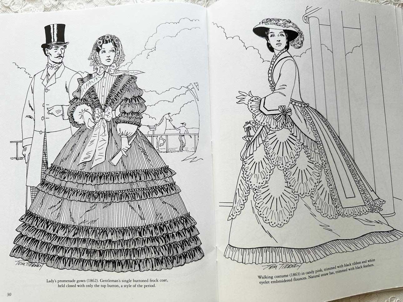 DOVER VICTORIAN FASHIONS Tom Tierney Vintage Coloring Book 45 ...