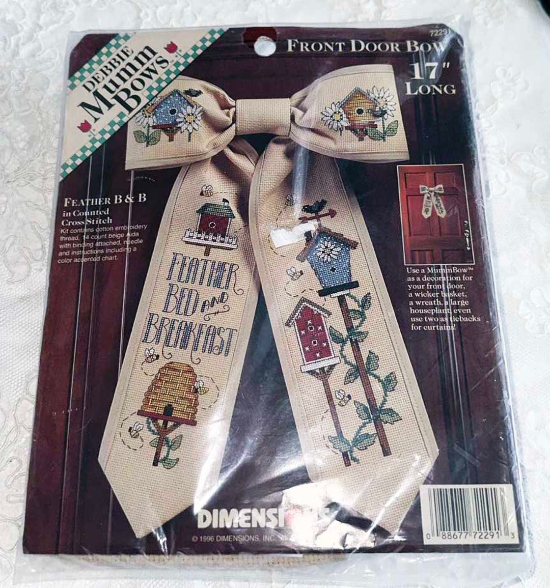 1996 VINTAGE DEBBIE MUMM Bows Counted Cross Stitch Dimensions Kit 17 ...