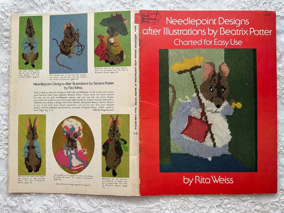 1976 BEATRIX POTTER NEEDLEPOINT Designs Dover Publication Vintage Peter ...