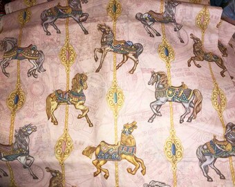 Carousel Fabric Carousel Horses by Erinanne Watercolor - Etsy