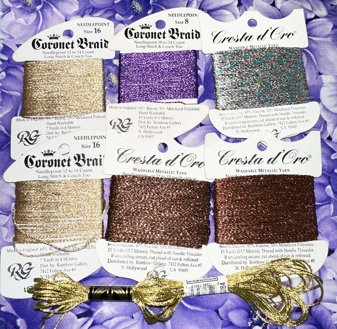 RAINBOW GALLERY VINTAGE Fibers for Needlepoint 8 in Total Cresta D'oro ...
