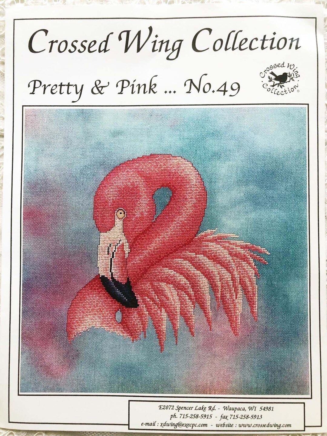 PRETTY PINK FLAMINGO Original Counted Cross Stitch Leaflet No. 49 ...
