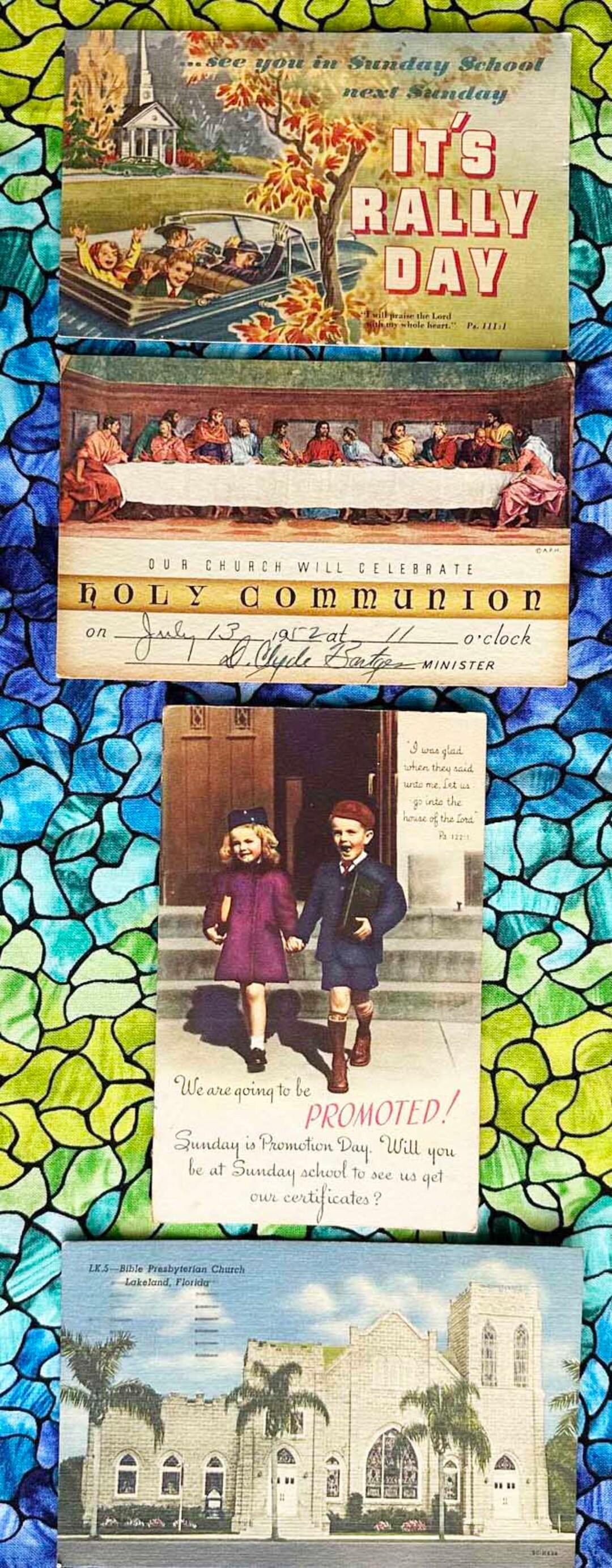 4 VINTAGE RELIGIOUS CHURCH Themed Antique Postcards Holy Communion It's ...