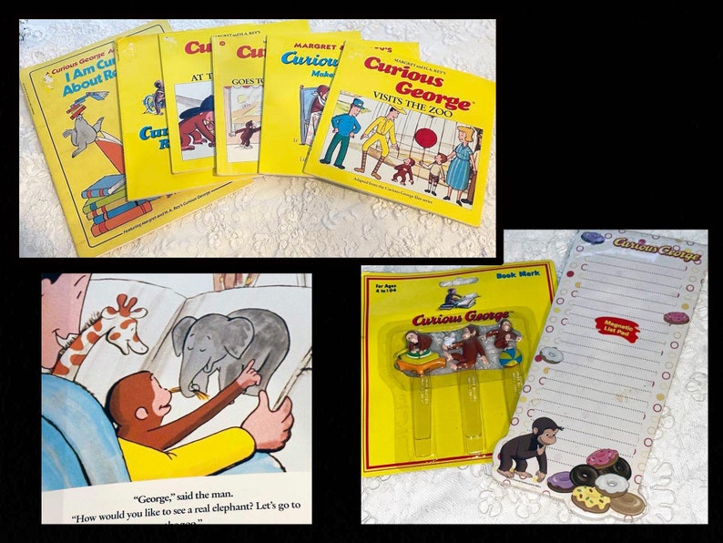 VINTAGE CURIOUS GEORGE Little Monkey Books Plastic Bookmarks - Etsy