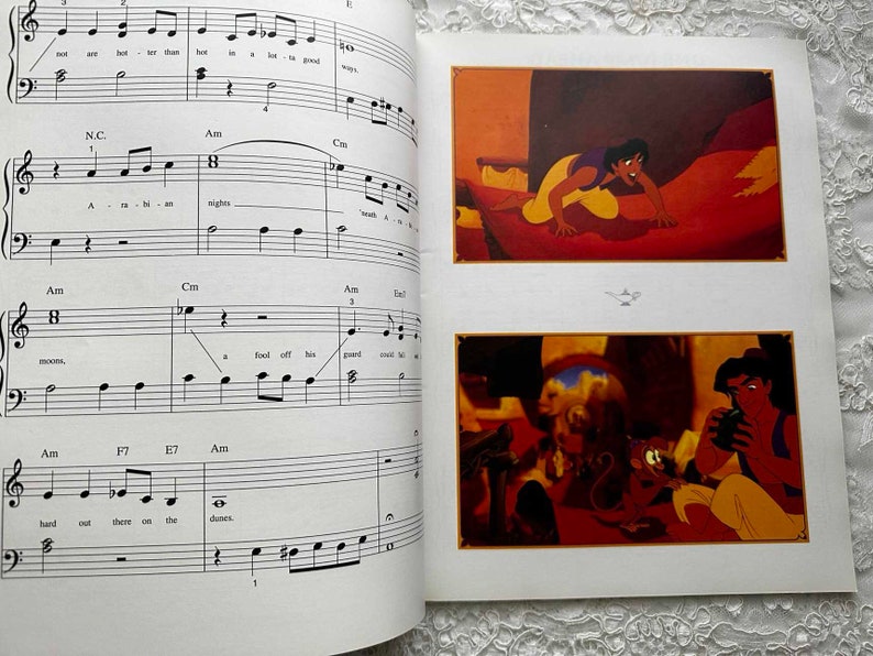 DISNEY ALADDIN EASY Piano Big Note Song Book Alan Menken Howard Ashman ...