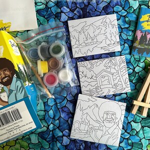 BOB ROSS PAINT by the Numbers Miniature Kit With 3 Canvases, Wooden ...