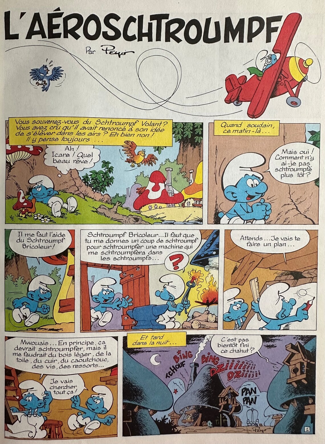 FRENCH SMURFS GARGAMEL Hardbound Book From 1990 Pego L'aeroschtroumpf 5 ...