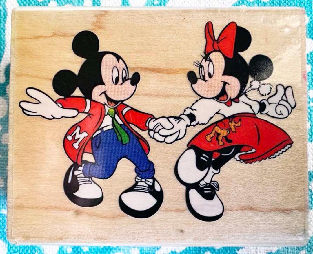 MINNIE & MICKEY MOUSE Vintage Wood Rubber Mounted Stamp for Paper ...