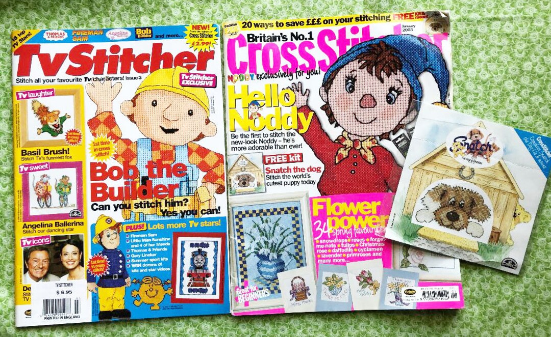 2003 BRITISH TVSTITCHER Tv Stitcher England 2 Different Magazines Bob Builder Angelina Ballerina ...