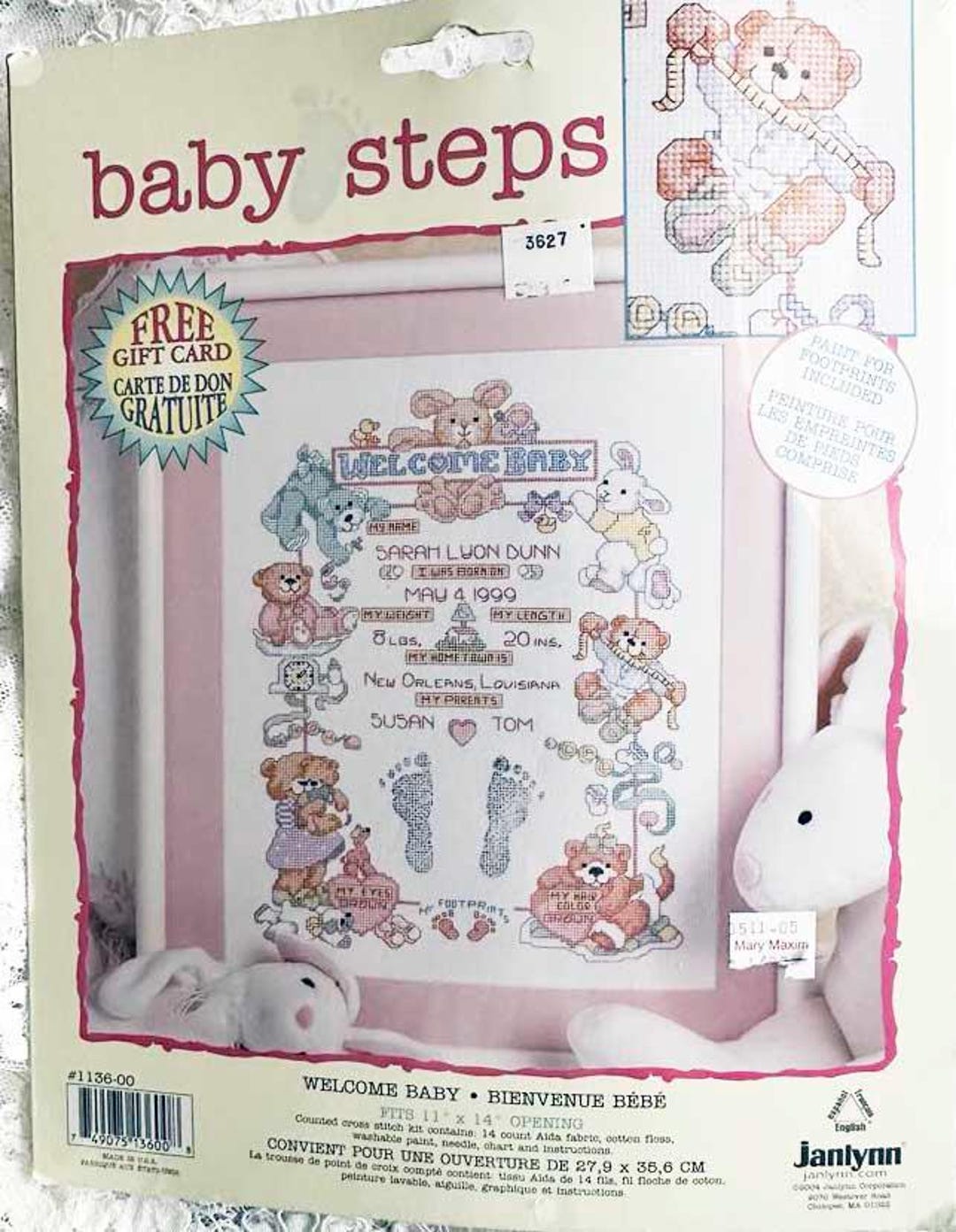 WELCOME BABY STEPS Counted Cross Stitch Kit Complete With P.A.I.N.T. 4 ...