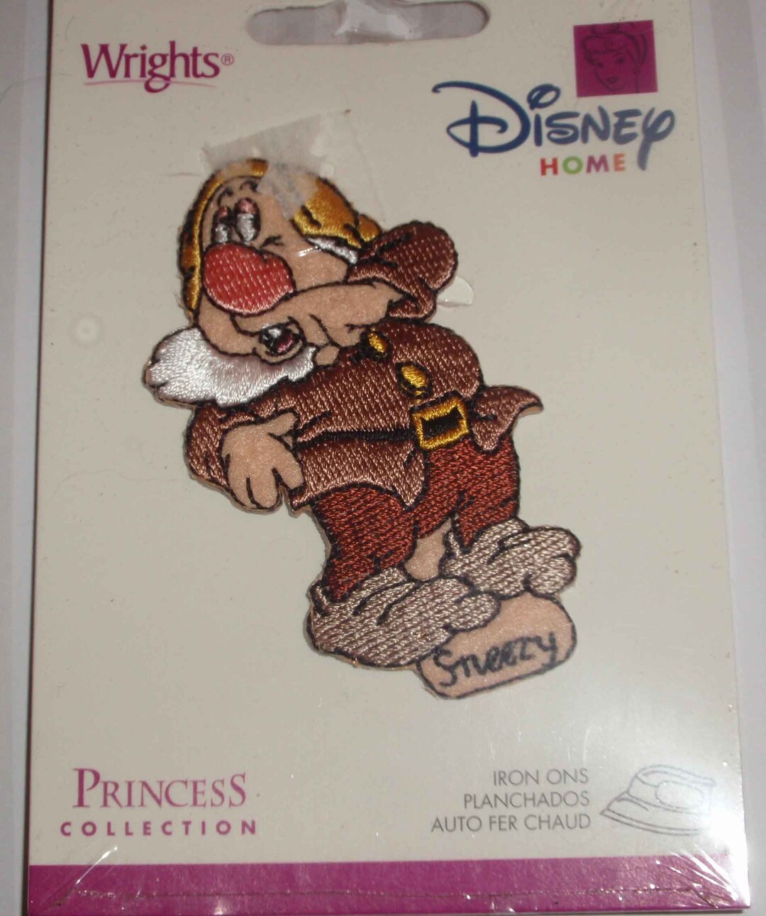 DISNEY Snow White Princess Collection SNEEZY DWARF Machine Embroidered Iron on Wright From Years ...