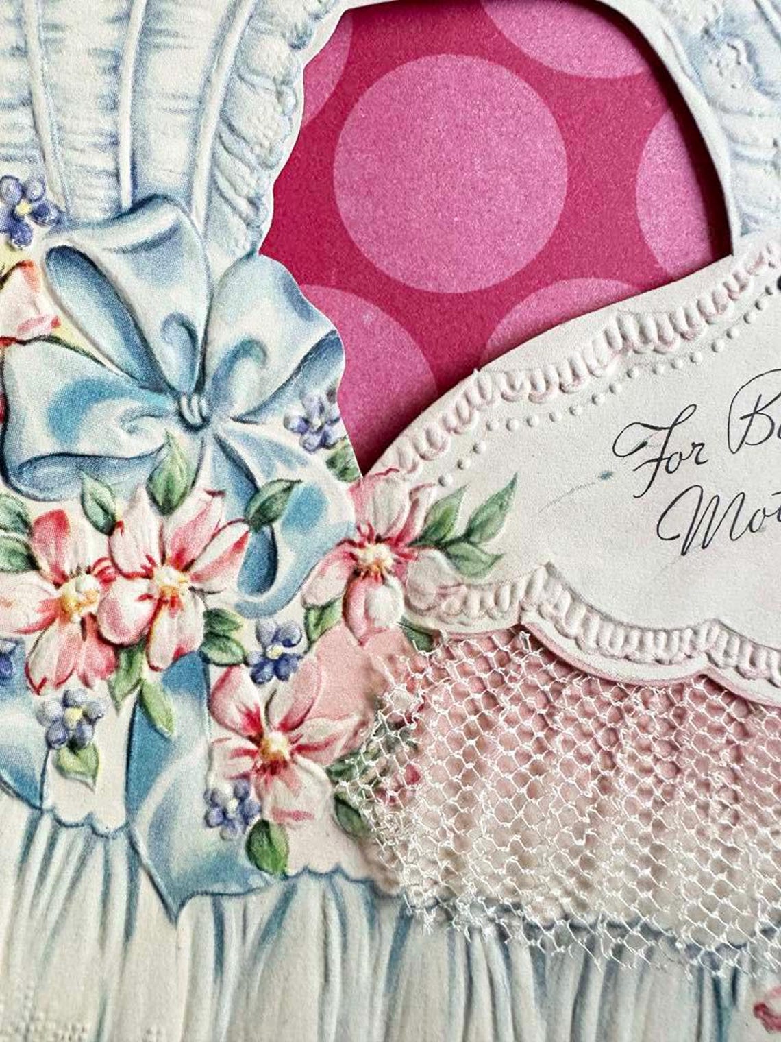 1950s Real NETTING BABY CARD for Baby, Mother and Dad Shaped Vintage ...