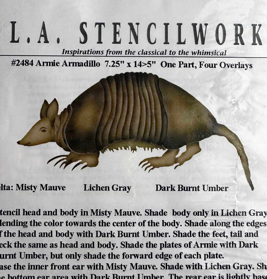 VINTAGE ARNIE ARMADILLO L. A. Stencilworks Mylar Stencil Design #2484 ...