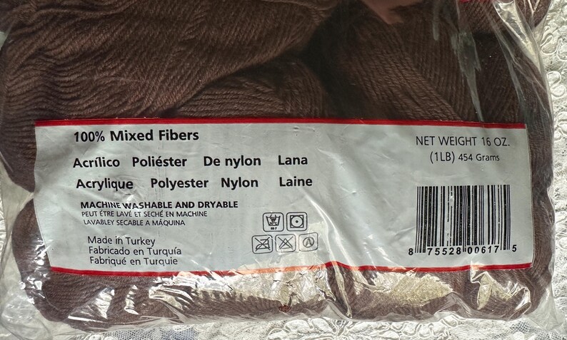 One POUND MILL-END Assortment Brown 100% Mixed Fibers Yarn Huge Bag Net ...