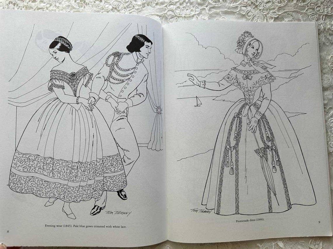 DOVER VICTORIAN FASHIONS Tom Tierney Vintage Coloring Book 45 ...