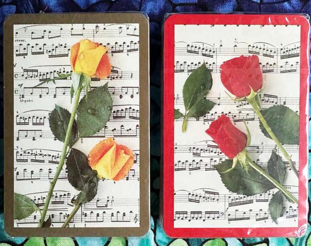 PLAYING CARDS From AUSTRIA Roses & Music Notes Theme - 2 Standard Size ...