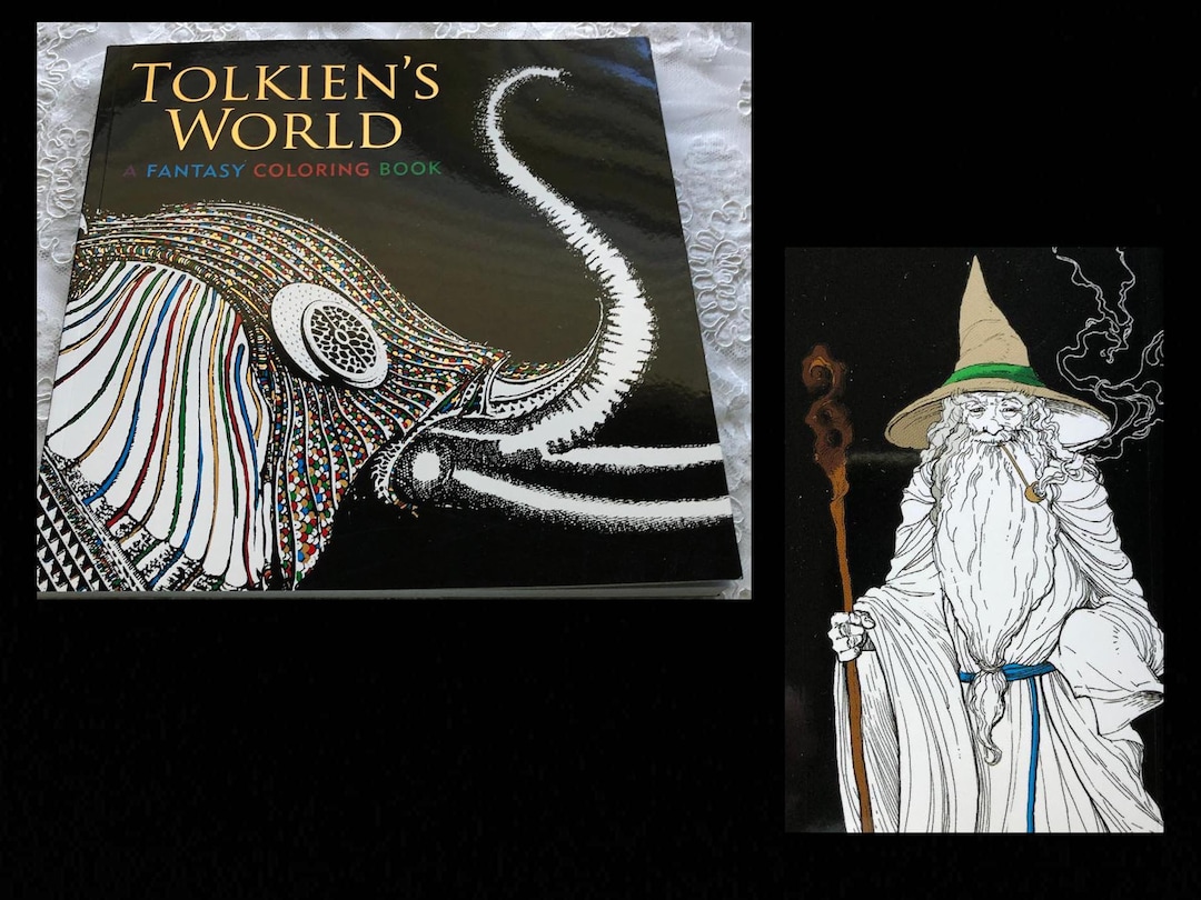 TOLKIEN'S WORLD FANTASY Large Coloring Book Quality White Paper Lord of ...