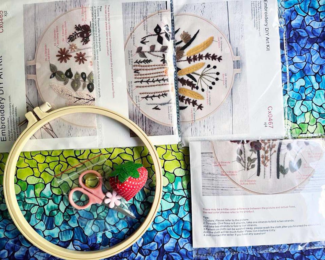 4 CREWEL EMBROIDERY KITS D.I.Y. Art Kits Brand New Pre-printed ...