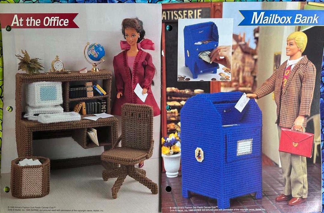 1990s BARBIE FASHION DOLL Annie's Attic Original Plastic Canvas ...