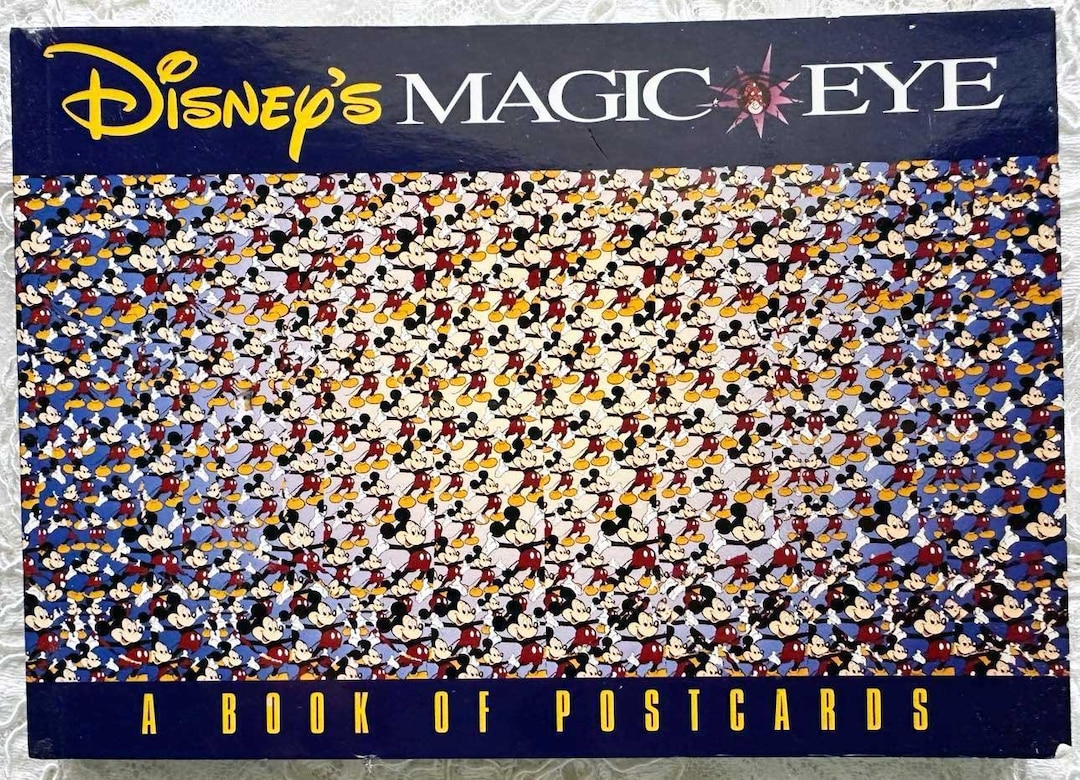 DISNEY MAGIC EYE 3D Book of Postcards Peter Pan Aladdin Belle Robin ...