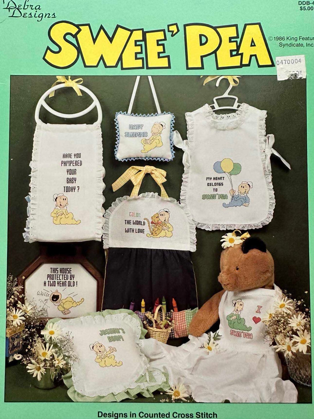 SWEE' PEA POPEYE Original Cross Stitch Leaflet Vintage Debra Designs ...