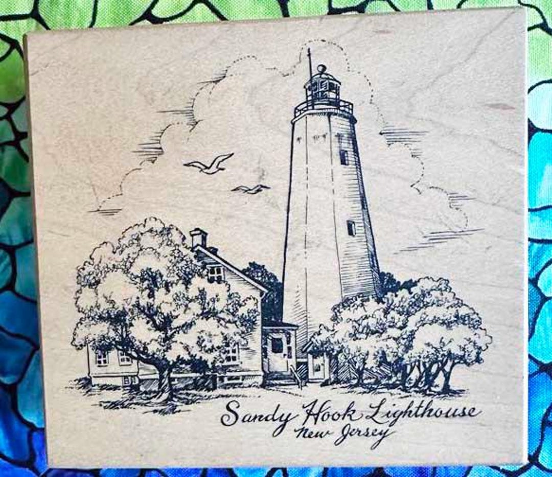 SANDY HOOK LIGHTHOUSE New Jersey K-2851 Wood Mounted Rubber Stamp 3-1/2 ...