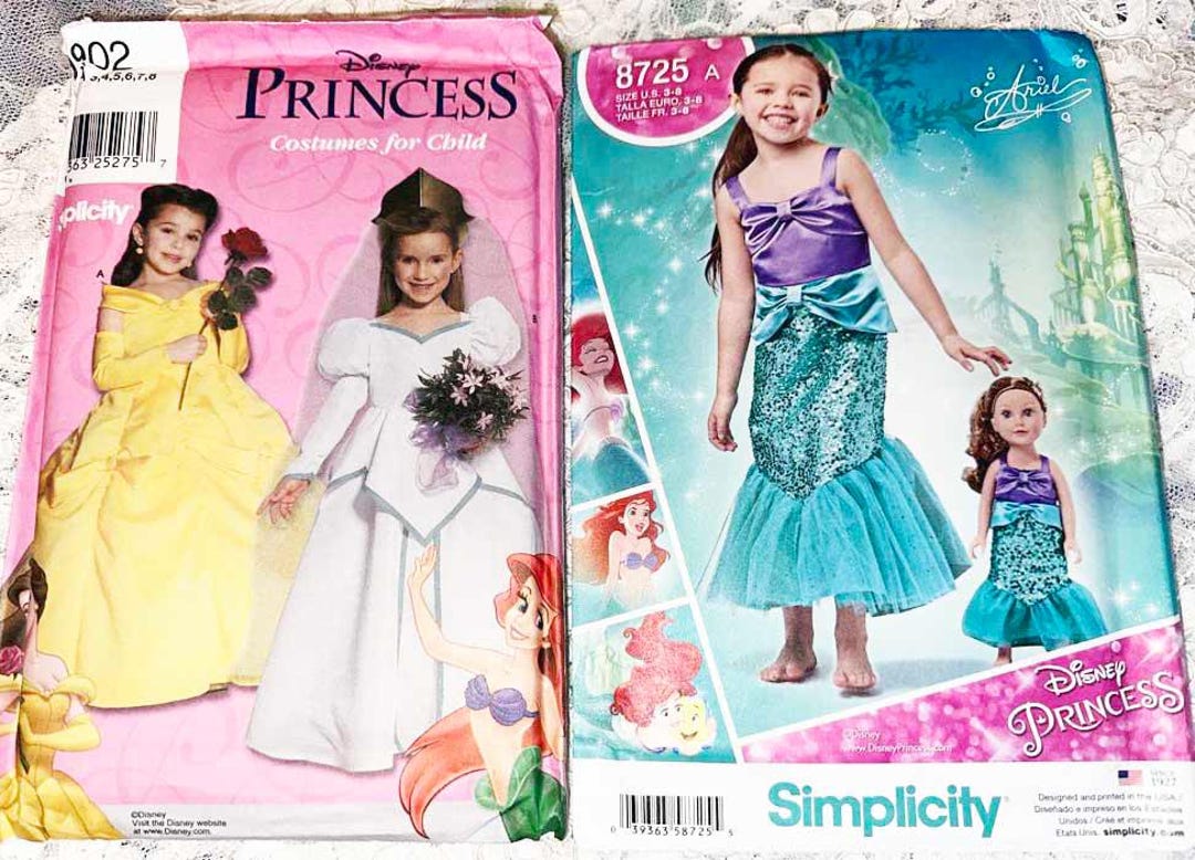 DISNEY ARIEL BELLE Two Simplicity Sewing Patterns Size A 3-8 Belle ...