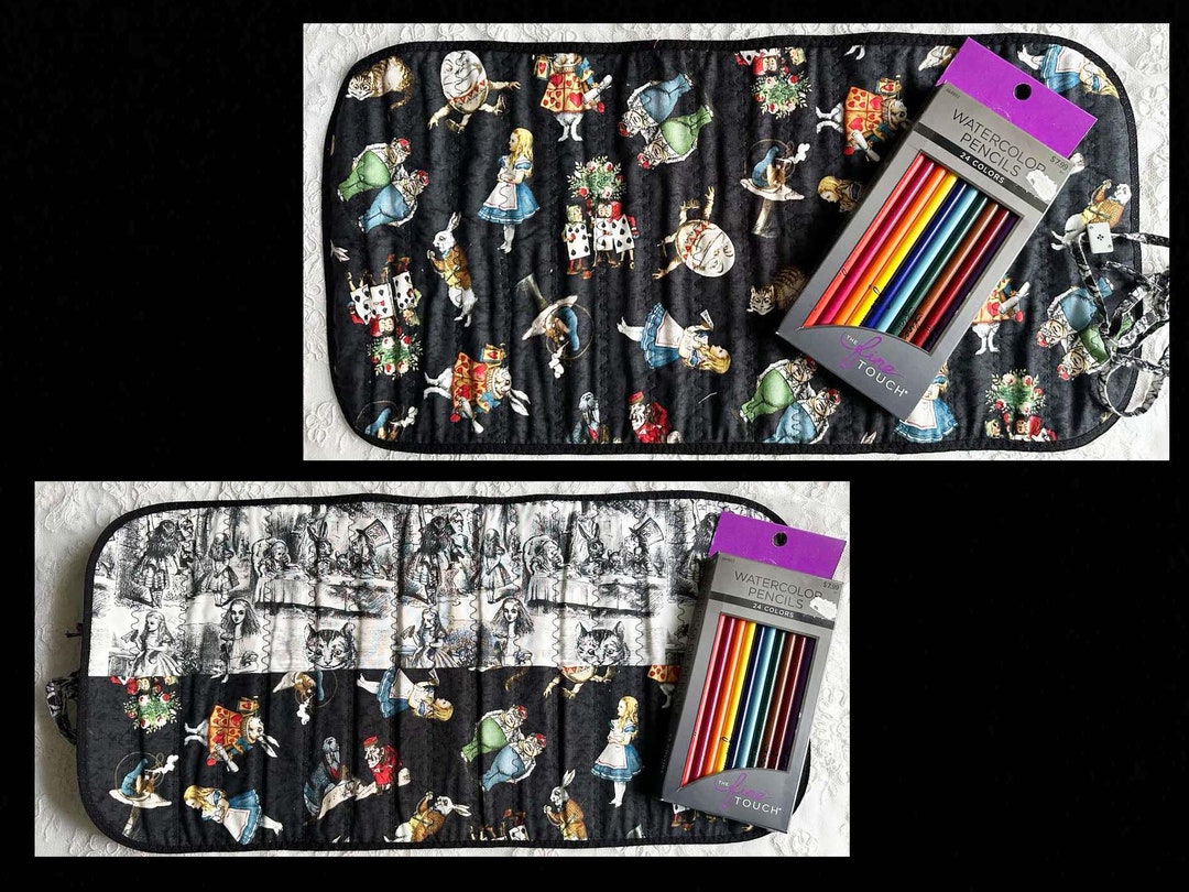 ALICE in WONDERLAND HANDMADE by Myself Fabric Rolled Pencil Holder With ...