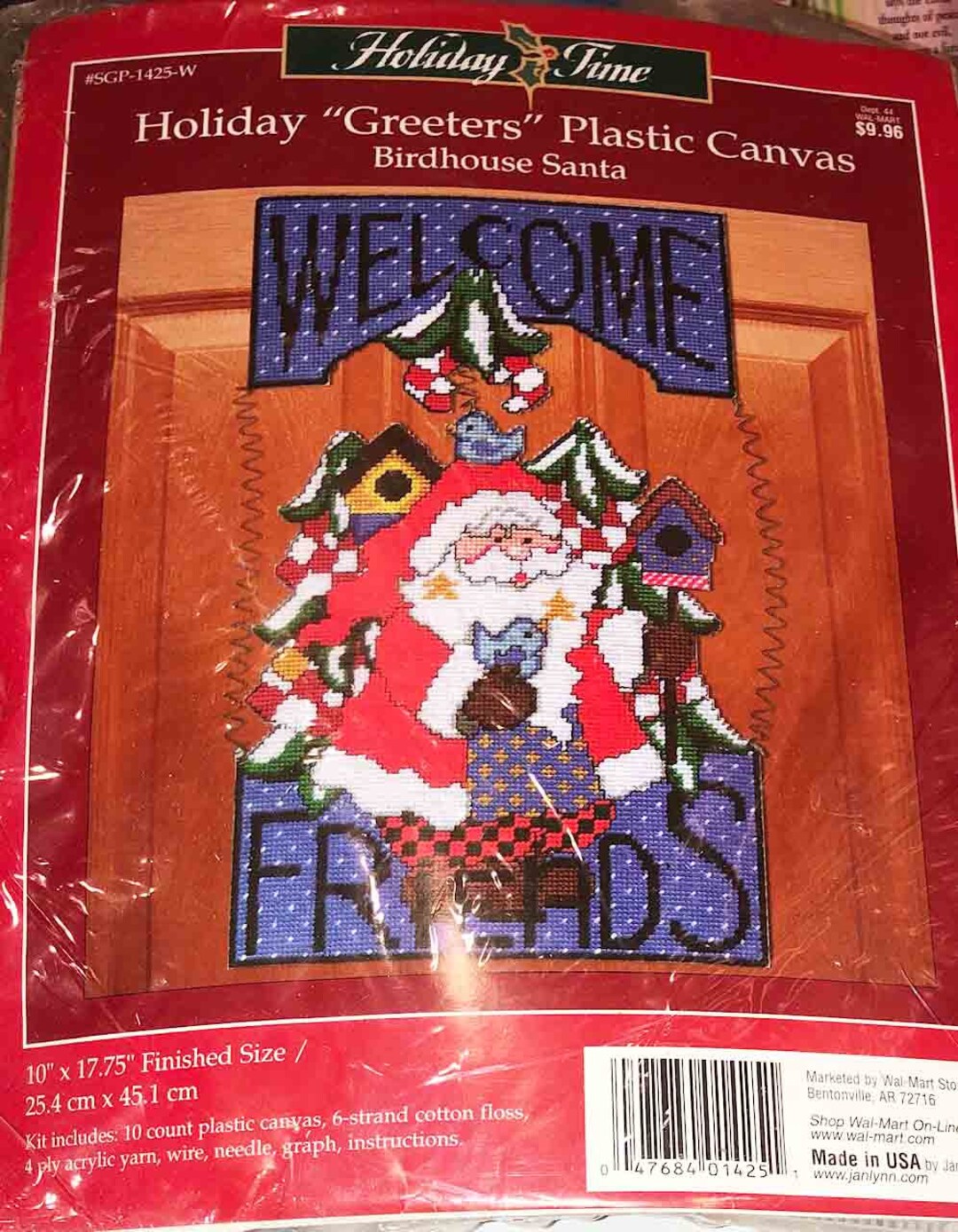 SANTA HOLIDAY GREETERS Plastic Canvas Birdhouse Santa Claus Craft ...