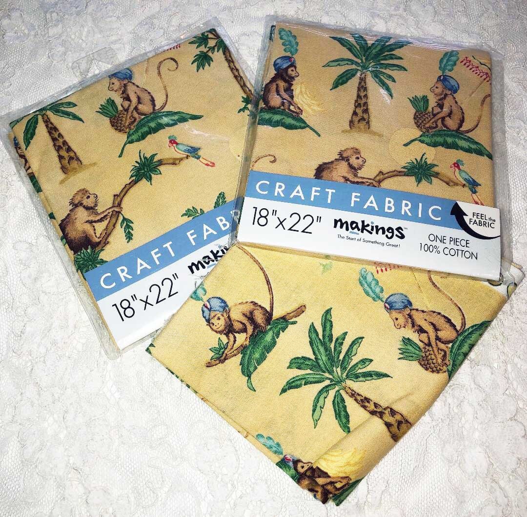 MONKEYS MICHAEL MILLER 100% Cotton Fabric 3 Fat Quarters 18" X 21" Each ...