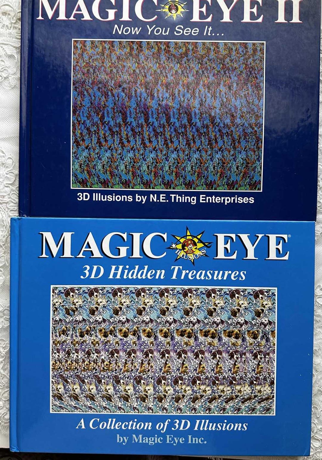 Two (2) MAGIC EYE HARDBOUND Books 3D Illusions by N. E. Thing ...