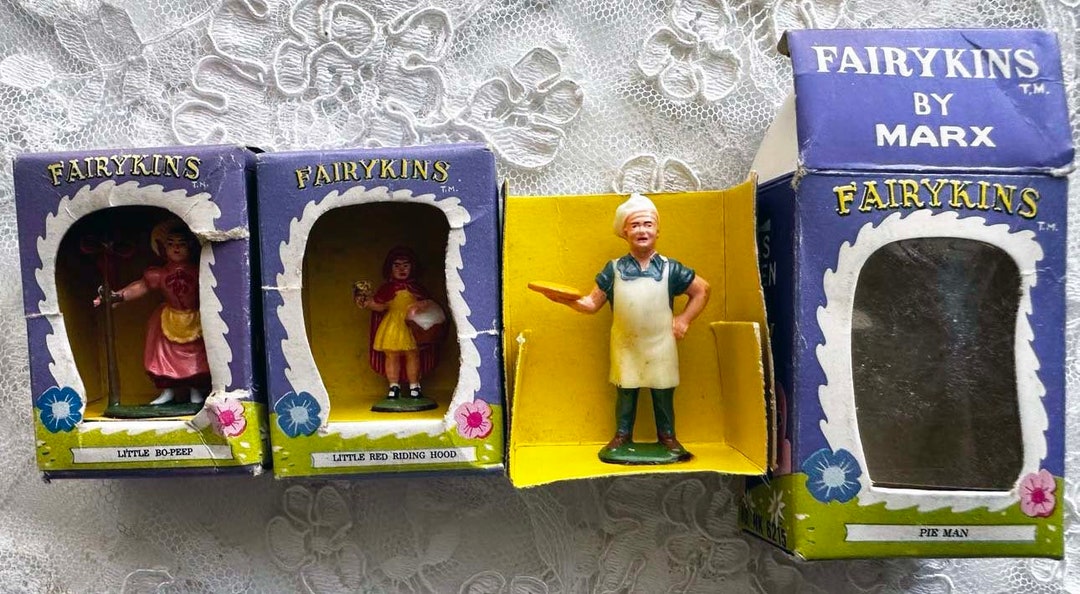 3 Vintage LOUIS MARX FAIRYKINS Plastic Figures in Boxes Little Red ...